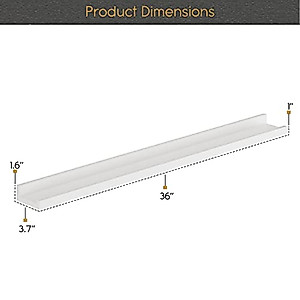 You Have Space Lagos 36" Picture Ledge Shelf for Living Room Decor, Office Decor and Farmhouse Kitchen Decor, White Set of 2