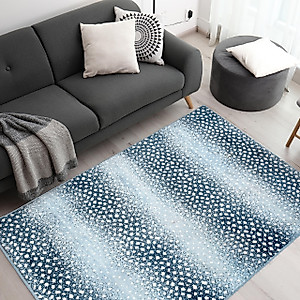 JONATHAN Y SAF100D-5 Antelope Modern Animal Indoor Area-Rug Casual Contemporary Striped Easy-Cleaning Bedroom Kitchen Living Room Non Shedding, 5 X 8, Blue/Cream