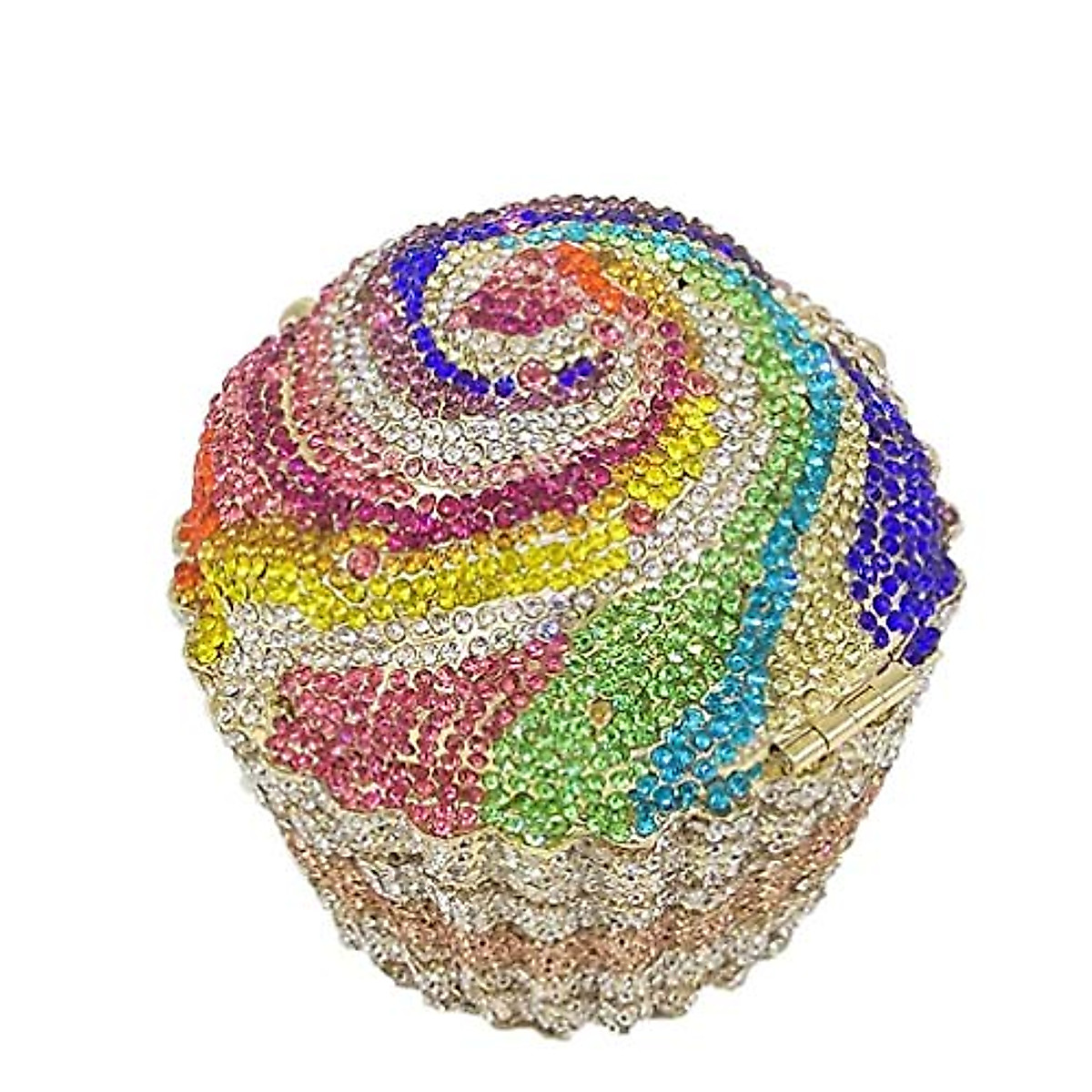 Cupcake Crystal Clutch Evening Clutches Bags Wedding Party Bridal Diamond Minaudiere Handbag Purse (Rainbow,)