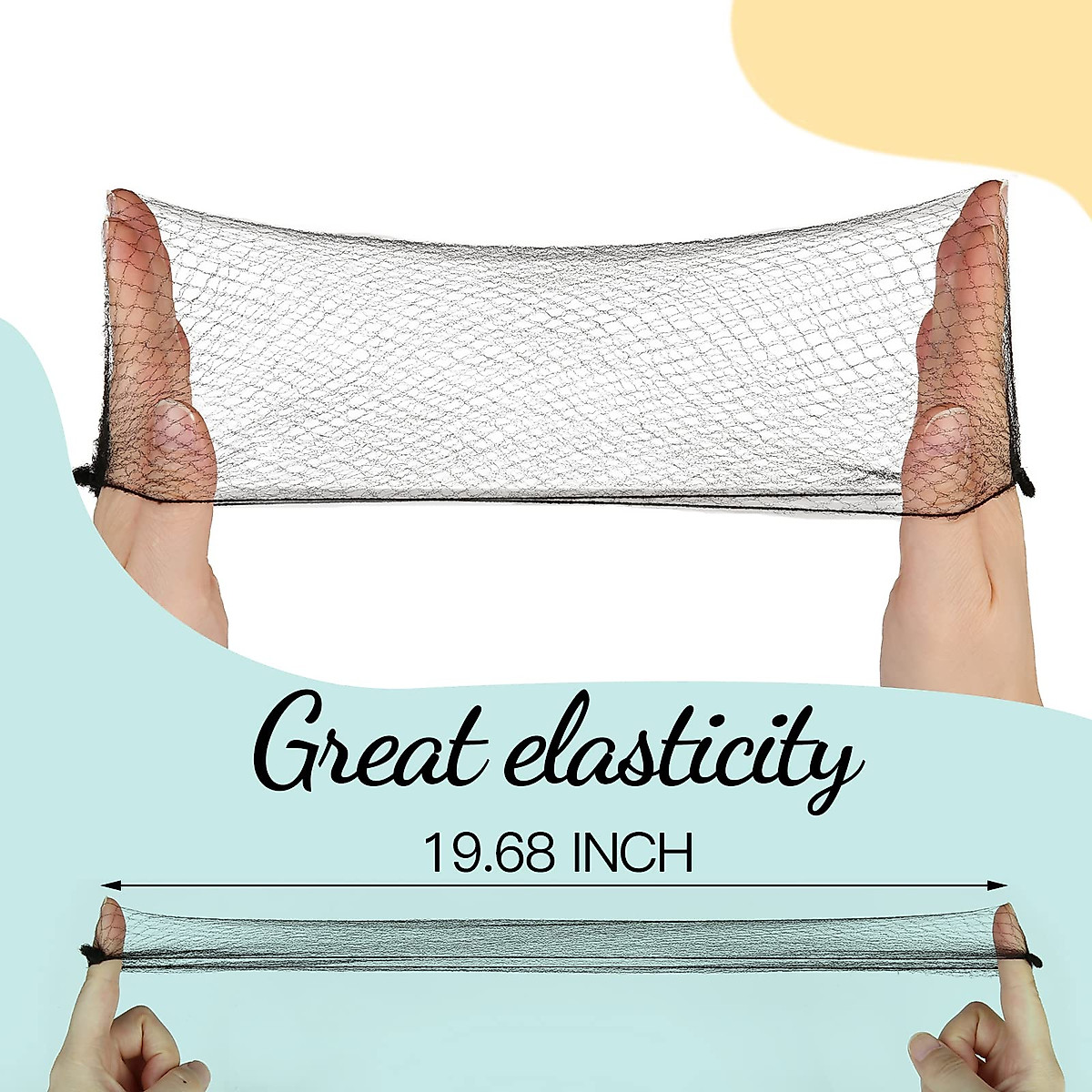 FANDAMEI Hair Nets, U Shaped Hair Pins Set - 20 Invisible Elastic Mesh Nets, 40 Bun Maker Pins for Women, Girls, Ballet Dance (Black)