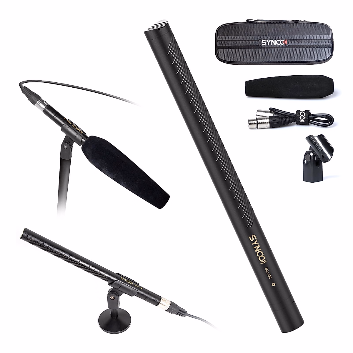 SYNCO XLR Shotgun Microphone, Shotgun Mic D2 Hyper Cardioid Directional Condenser Mic with XLR Connector, Video/Audio Recording for Camcorders, Shotgun-Microphone-XLR-Condenser-Mic