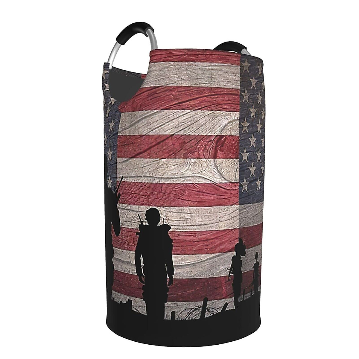 YISUMEI Laundry Basket with Handles Clothes Hamper Collapsible Durable Dirty Clothes Storage Laundry Organizer Vintage American Flag Soldier Pattern (Red and Black)