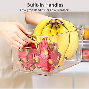 SKYJUNS 8 pack Clear Plastic Storage Bins, Pantry Organization and Storage, Clear Organizing Bins for Kitchen Organization, Freeze Storage, Cabinet Organization (4L+4S)