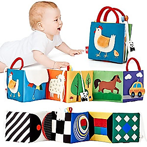 Newborn Toys Baby Toys 3-6 Months High Contrast Baby Books 0-6 Months Crinkle Touch Feel Books Infant Toys 0-3 Months Tummy Time Toys 0-3-6 Months Baby Sensory Toys Baby Boy Gifts Girl Shower Gifts