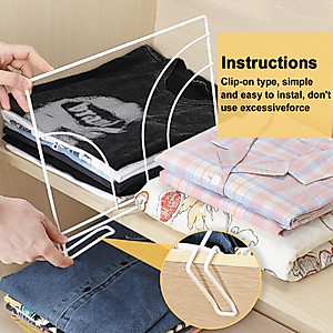 melos 12 Pack Shelf Dividers, Wire Shelf Dividers for Closet Organization, Metal Closet Shelf Dividers for Wood Shelves, Closet Dividers for Wardrobe Cabinet Bookcase, Bathroom and Kitchen, White