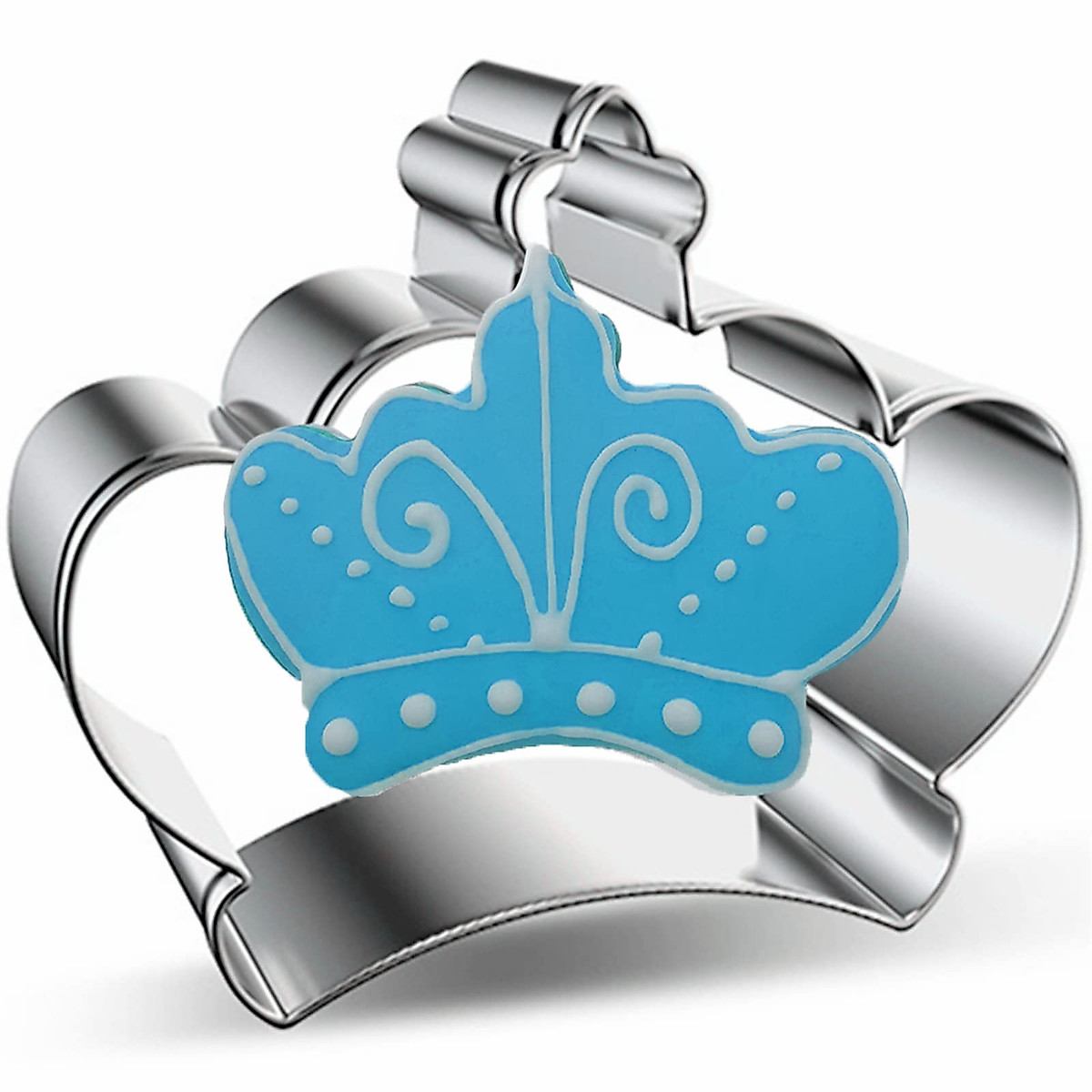 Large Size Crown Shaped Cookie Cutter, Stainless Steel Queen/King/Prince/Princess Crown Cookie Cutter, 4.6 Inches (Model 1)