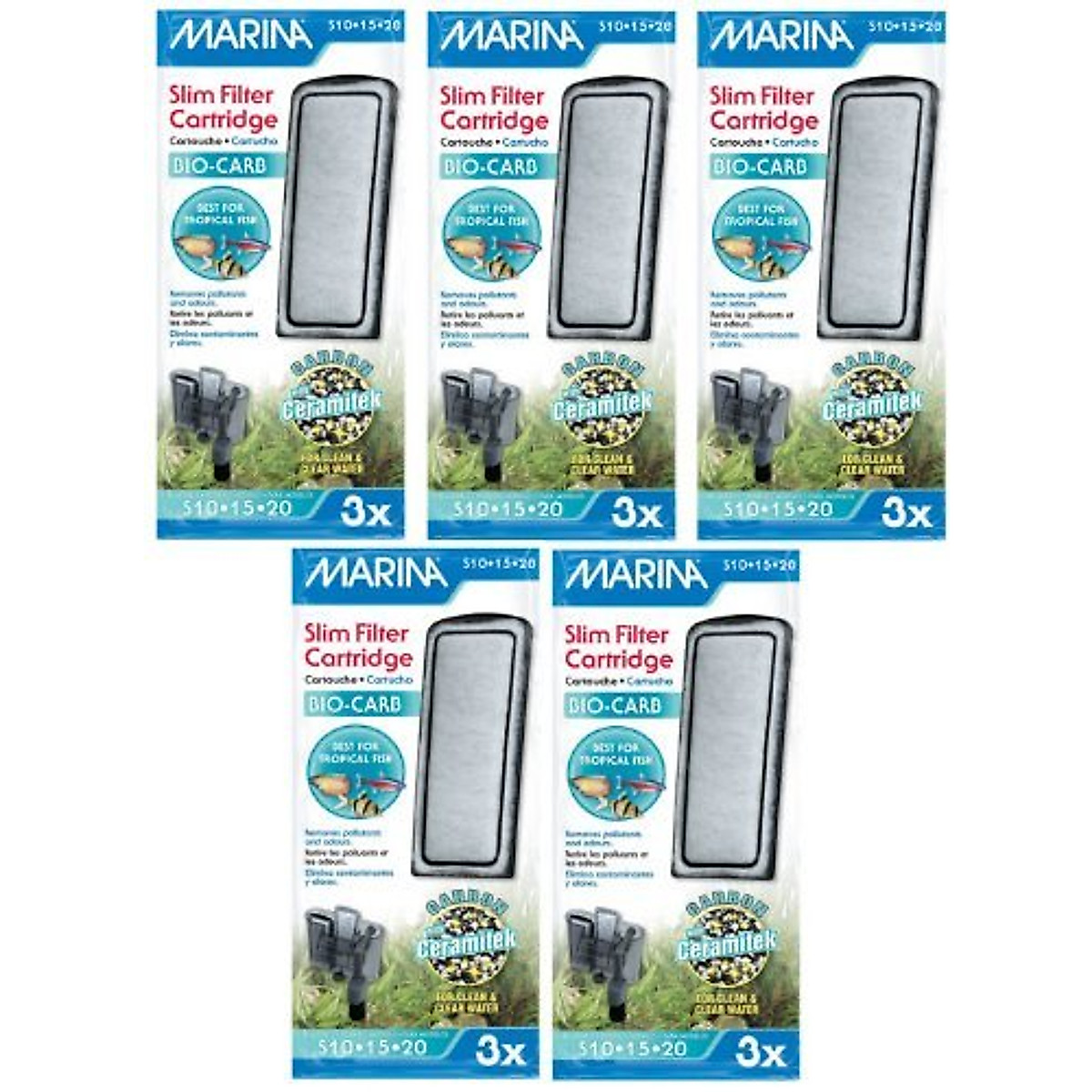 Hagen 15-Pack Marina Slim Aquarium Water Filter with Carbon Plus Ceramic Cartridge