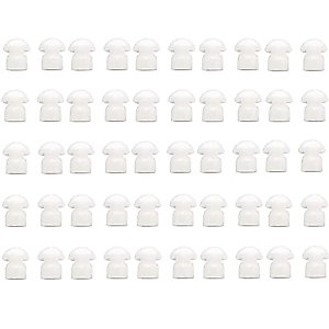 50 Pack Replacement Mushroom EarTips Earbud with Soft White Silicone Rubber for Acoustic Tube Earpiece & Coil Tube Headset Suit for Motorola Kenwood Baofeng Icom Yaesu HYT Midland Cobra Radio by Caroo