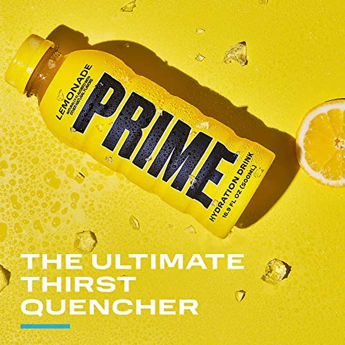 PRIME Hydration LEMONADE | Sports Drinks | Electrolyte Enhanced for Ultimate Hydration | 250mg BCAAs | B Vitamins | Antioxidants | 2g Of Sugar | 16.9 Fluid Ounce | 12 Pack