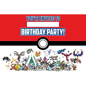 Set of 20 Anime -Themed Happy Birthday Invitation Cards & Envelopes - Lightweight (240g), Postcard Style Invites for the Perfect Party Pack