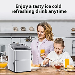 Ice Cube Makers Countertop, Self-Cleaning Function, Portable Electric Machine, 9 Pebble Ice Ready in 6 Mins, 26lbs 24Hrs with Ice Bags and Ice Scoop Basket for Home Bar Camping RV(Silver)