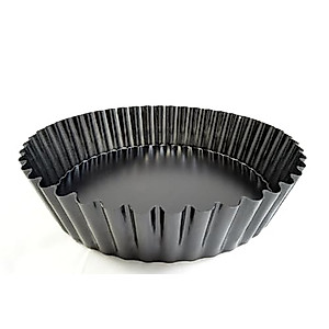 Paderno World Cuisine Deep Non-Stick Removable Base Tart pan, 9.5in, Black