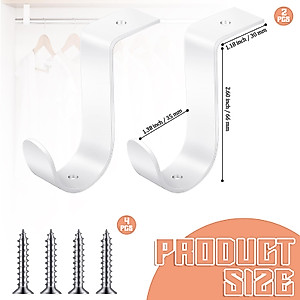 Hicarer 2 Pcs Closet Rod Brackets Heavy Duty Metal Wall Mount Rod Brackets with Screws Closet Rod Support Closet Shelf Rod Holder for Living Room Bedroom Office, White