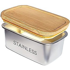 KEOAMG Butter Dish with Lid for Countertop, Large Stainless Steel Butter Dish Container with Silicone Seal for Refrigerator, Sturdy Butter Dish Keeper Holds 2 Sticks or a Normal 8oz European Butter
