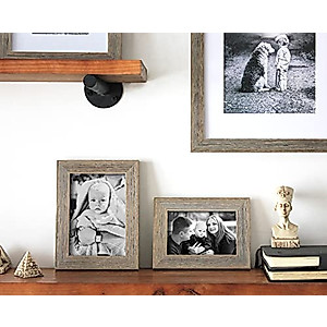 Yaetm 5x7 Rustic Picture Frame, Solid Wood Frame with High Definition Real Glass, Distressed Photo Frames for Table Top & Wall Mounting Display, Weathered Gray, Set of 2