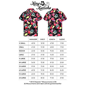 KING KAMEHA Funky Hawaiian Shirt, Shortsleeve, Funky Flamingos, Black, XL