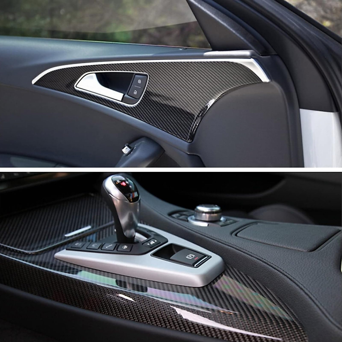 5D High Gloss Black Carbon Fiber Vinyl Roll 1ft x 5ft Bubble Free Air Release Automotive Car Wrap Film