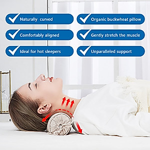 Buckwheat Pillow for Sleeping 3" x 16" Organic Cotton Adjustable Firm Cervical Roll Bolster Cylinder Recliner Neck Roll Pillow for Sleeping Pain Relief Round Neck Support Lumbar Bed Legs Back Yoga