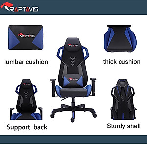 RAPTAVIS Gaming Chair Computer Ergonomic Office Chair Backrest and Seat Height Adjustable Swivel Recliner with Lumbar Cushion Esports Mesh Chair(Blue/Mesh)