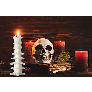 Kobi & Knight Spine Candle - Sandalwood Vanilla Scented Creepy Candles for Gothic Decor Gift - Ivory Spooky Vertebra Candle - Goth Decoration for Halloween - Large 8" Witchy Candle