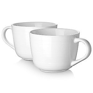 DOWAN Coffee Mug, 17 Oz Soup Mugs with Handle, Wide Large Coffee Mugs for Latte, Cappuccino, Tea, White Coffee Mugs Dishwasher & Microwave Safe, Set of 2, Wedding Gift
