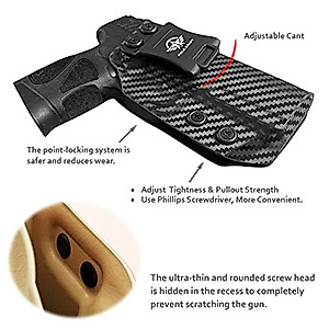 POLE.CRAFT Taurus G3 Holster, Carbon Fiber Kydex Holster IWB for Taurus G3 9mm / .40 Pistol Case - G3 Taurus Holster 9mm - Inside Waistband Holster Taurus G3 IWB Kydex Accessories (Black, Right Hand)