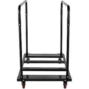 Happybuy Folding Table Cart Black Table Rack for 60" Round Tables Heavy Duty Table Trolley Black Desk Trolley Steel Frame Rolling Casters Party Event Hotel Furniture 10 Table Capacity