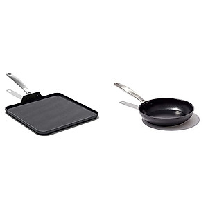 OXO Good Grips Pro Hard Anodized PFOA-Free Nonstick 11" Griddle Pan, Black & Good Grips Pro Hard Anodized PFOA-Free Nonstick 8" Frying Pan Skillet, Black