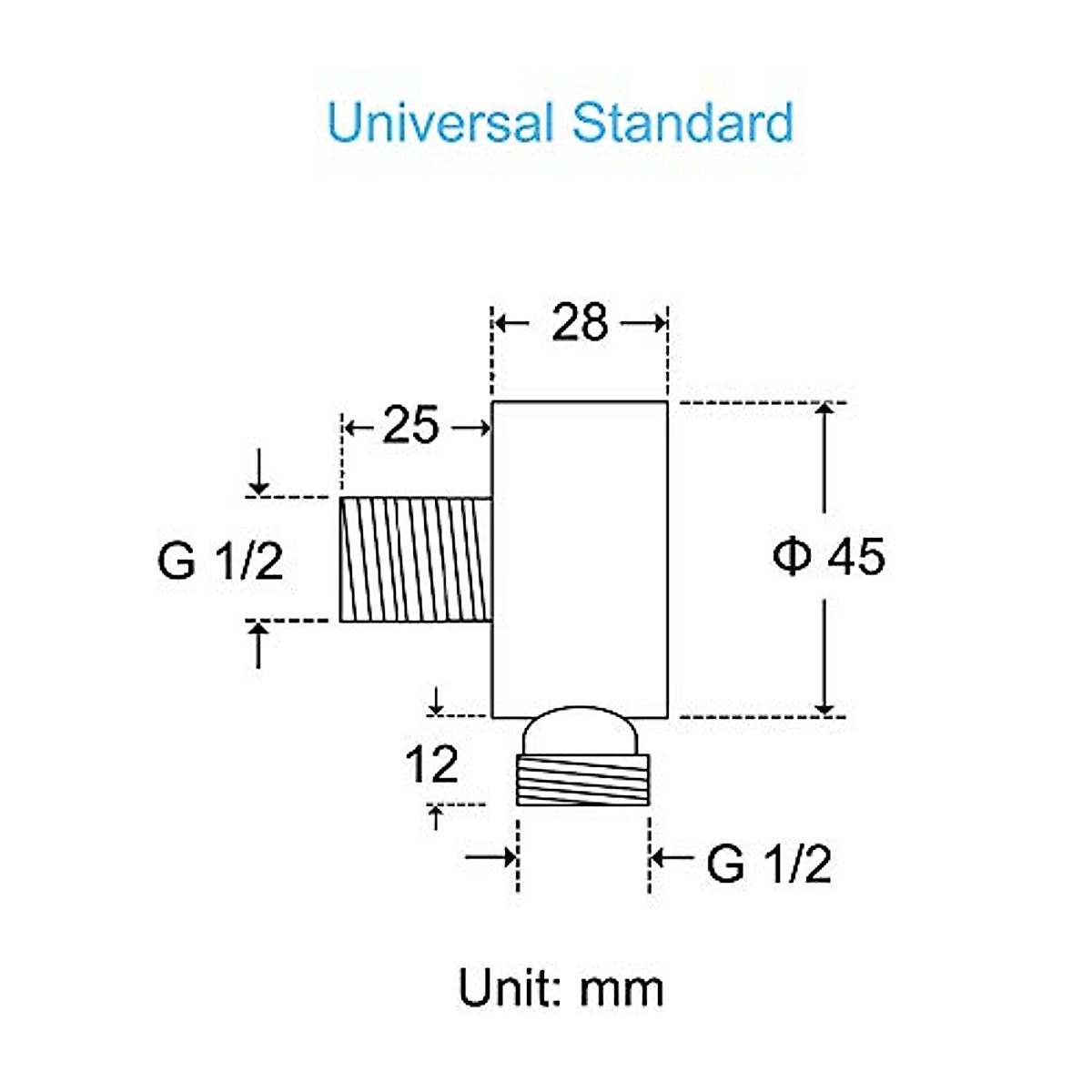 Keymark Wall Supply Elbow, Brass Round Wall Mount Shower Hose Connector 1/2″ Drop Ell Union Water Outlet for Handheld Hand Shower, Black
