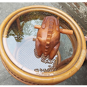 Cozinest Extra Large 9" Wood Frog Guiro Rasp Percussion Instrument Tone Block Wooden Good Luck Frog Animal Shaped Figurine Handcraft Musical Instruments from Thailand Home Office Decoration (Tan)