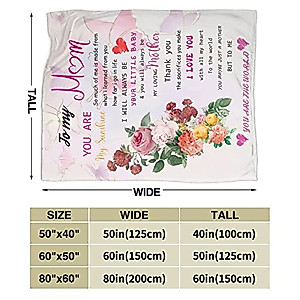 to Mom Blanket,Throw Blanket Gifts for Mom,All Season Use Luxury Lightweight Warm Super Soft Cozy Flannel Fleece Blankets for Bed Sofa Couch 60x50 Inches