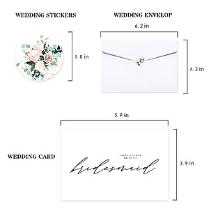 OJsensai (14 Pack) Thank You for Being My Bridesmaid Card Set, Bachelorette Party Card, Thankful Card for Bridesmaid, Wedding Ceremony Thank You Card With Matching Envelope