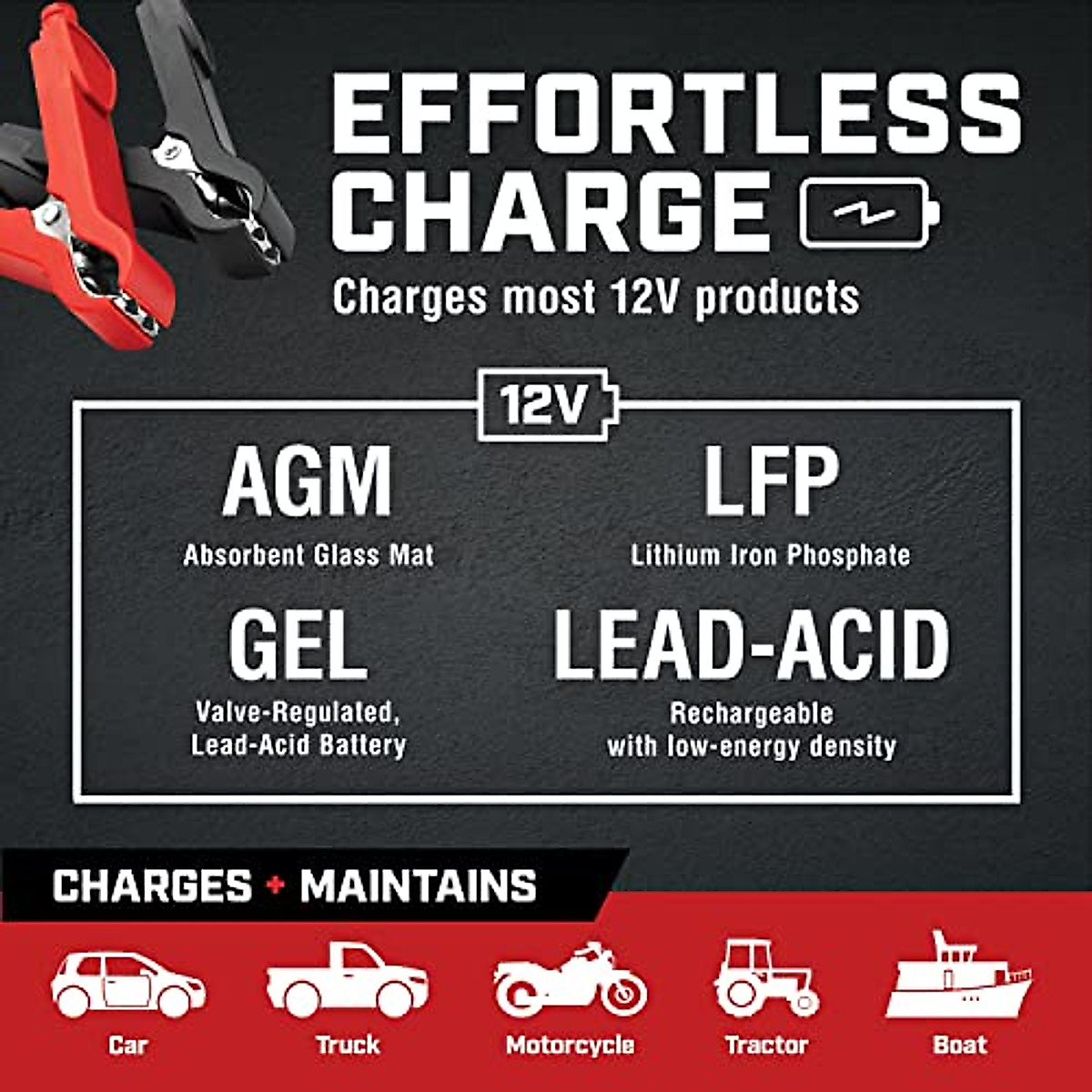 VoltForce 1A Battery Charger and Maintainer: Fully Automatic 6V and 12V Automotive Battery Charger for Cars, Motorcycle, ATVs, and More - Smart Battery Chargers VF-1006,1 AMP