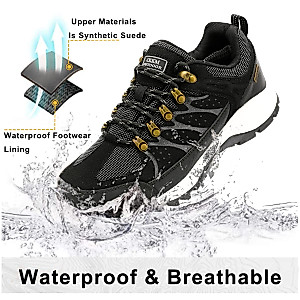 CKKM Men's Waterproof Hiking Shoes Lightweight Non-Slip Low-Cut Trekking Hiking Sneakers Outdoor Backpacking Camping Climbing Shoes