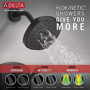 Delta Faucet Stryke 14 Series Single-Function Shower Faucet Set, Single-Spray H2Okinetic Shower Head, Black Shower Faucet, Delta Shower Trim Kit, Matte Black T14276-BL (Valve Not Included)