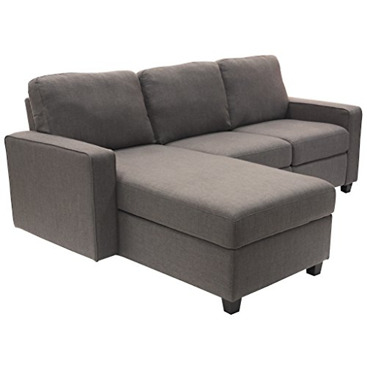 Serta Palisades Reclining Sectional Sofa with Left Storage Chaise, Small Couch with Built-In Storage, Low-Maintenance & Family-Friendly Fabric, Gray