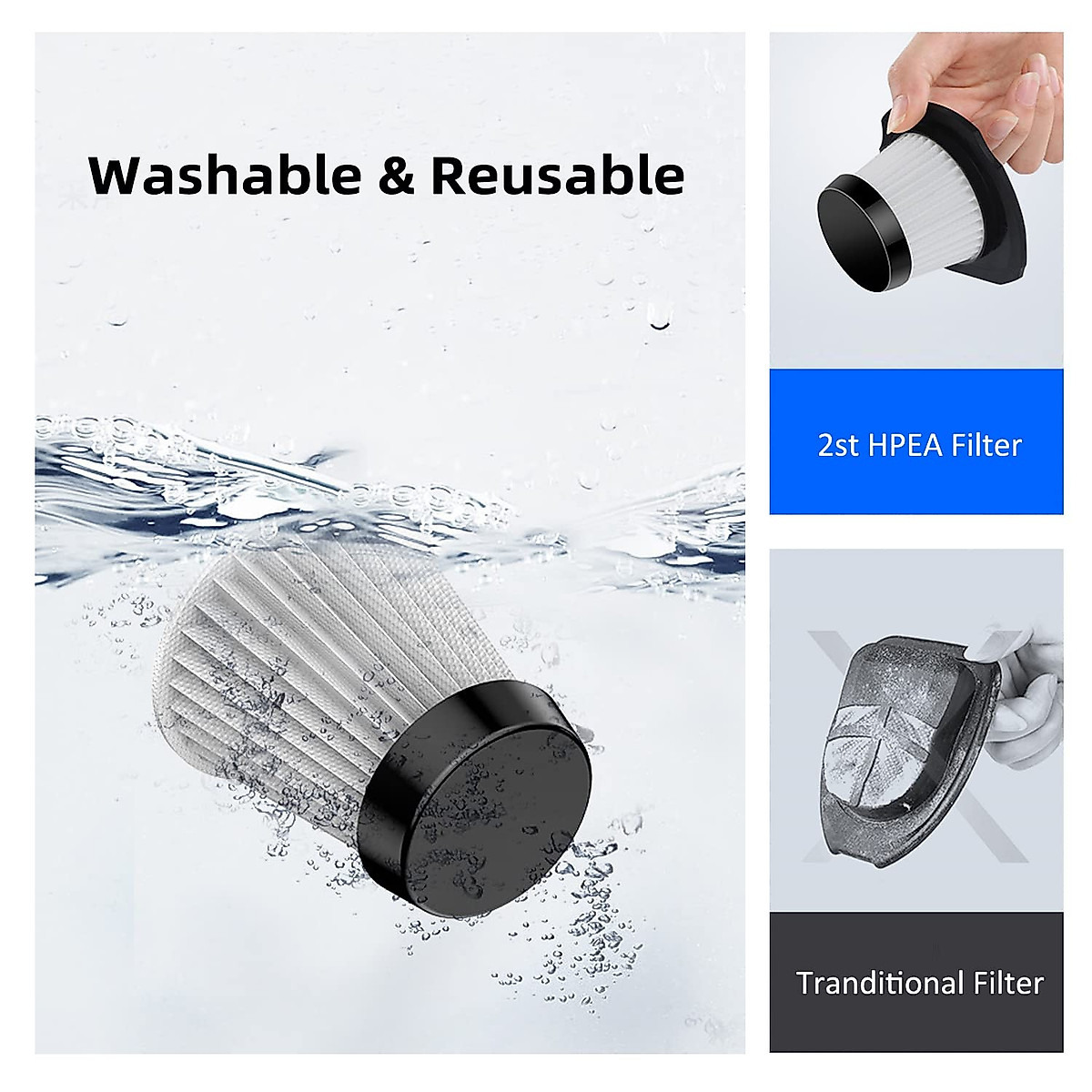 YYinno Hand Vacuum Cordless Rechargeable, Car Vacuum Handheld Cleaner Cordless Wet Dry Powerful Portable Mini Vacuum Light Weight for Pet Hair, Home, Aspiradora para Carro