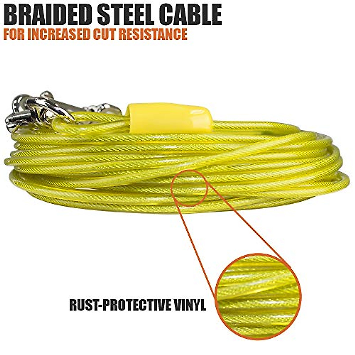 BV Pet Small Tie Out Cable for Dog up to 35 Pound, 25-Feet