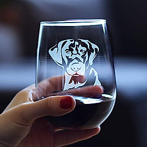 Black Lab Face Stemless Wine Glass - Large Glasses - Cute Gifts for Dog Lovers with a Labrador Retriever