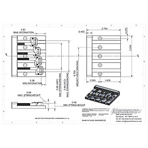 Hipshot 4 String KickAss Bass Bridge Bundle with a Lumintrail Polishing Cloth (Black)