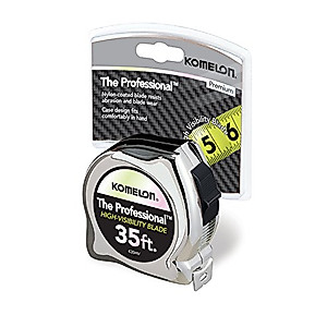 Komelon 435HV High-Visibility Professional Tape Measure, 35-Feet by 1-Inch, Chrome