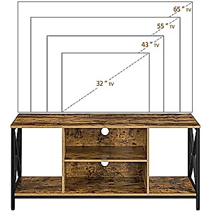Yaheetech TV Stand for TV up to 65 inch TV Console Table, 55" Industrial TV Cabinet with Storage Shelves for Living Room, Modern Style Entertainment Center for Gaming Room, Rustic Brown
