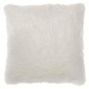 Signature Design by Ashley Himena Solid Faux Fur Throw Pillow, 20 x 20 Inches, White