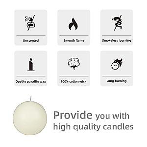 Zest Candle 2-Piece Ball Candles, 4-Inch, Pale Ivory
