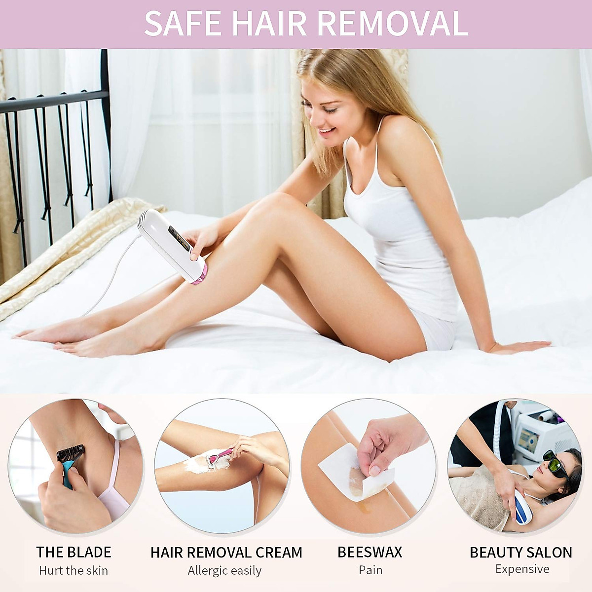 Hair Removal for Women, Permanent Body and Facial Hair Removal Device Painless Professional Hair Remover Woman Laser Treatment Home Use