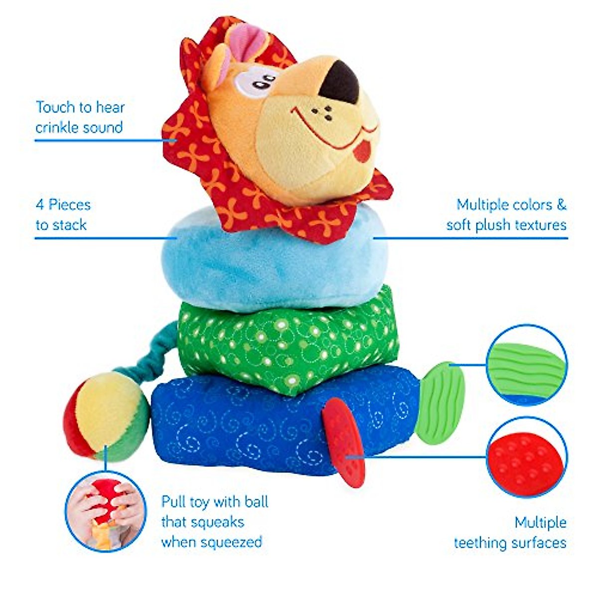 Nuby Build a Buddy- Plush Ring Stacker, Lion
