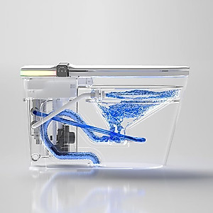 Smart Bidet Toilet with Built-In Bidet - Elongated Toilet with Side Knob - Heated Bidet Seat -One Piece Bidet Toilet Seats with Foot Sensor Operation - Auto White Toilet with LED Display for Bathroom