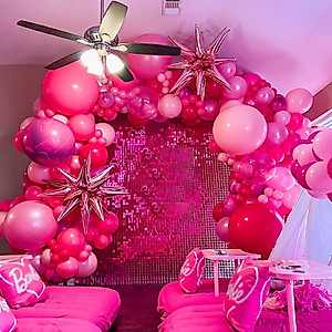 Funhot Pink Balloons Set, 60PCS Hot Pink Latex Balloons, 12Inch Pink Confetti Balloon Pastel Pink Metallic Party Balloons Helium for Girls Women Baby Shower Princess Wedding Birthday Party Decoration