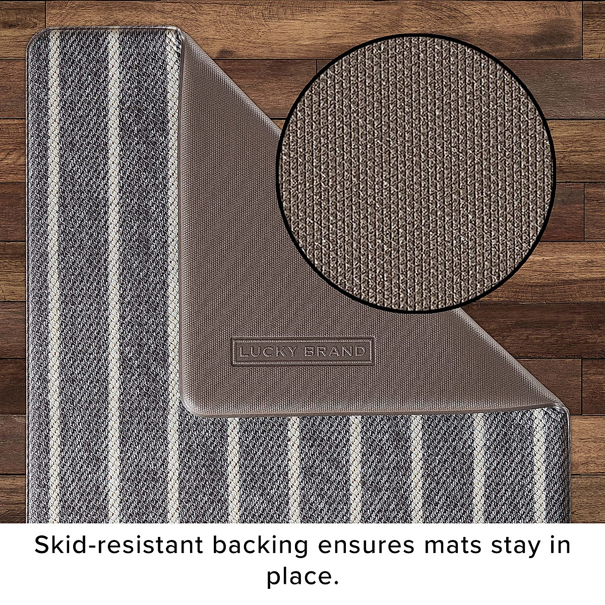 Lucky Brand Printed Wellness Mat - Cushioned Comfort Kitchen Mat - Easy to Clean - Anti-Fatigue & Skid-Resistant - 12mm Montanita Print 20" x 39" - Grey