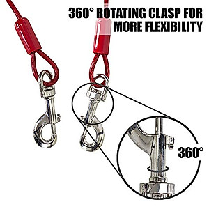 BV Pet Tie Out Cable for Dogs Up to 125 Pounds, 30 Feet (Red/ 125lbs/ 30ft)